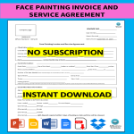 Face Painting Invoice And Service Agreement Sample | Business templates ...