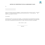 Notice intention file mechanics lien | Business templates, contracts ...