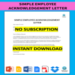 Employee Acknowledgement Letter | Business templates, contracts and forms.