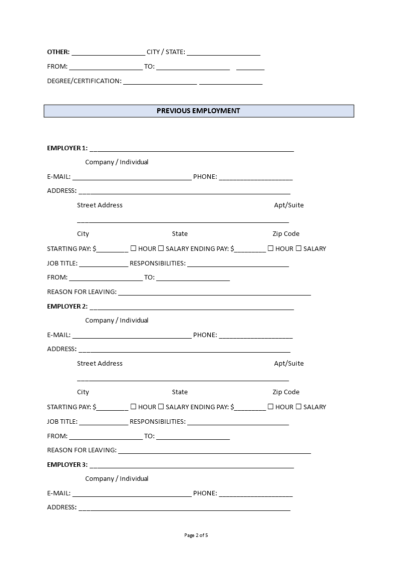 Generic Job Application | Templates at allbusinesstemplates.com