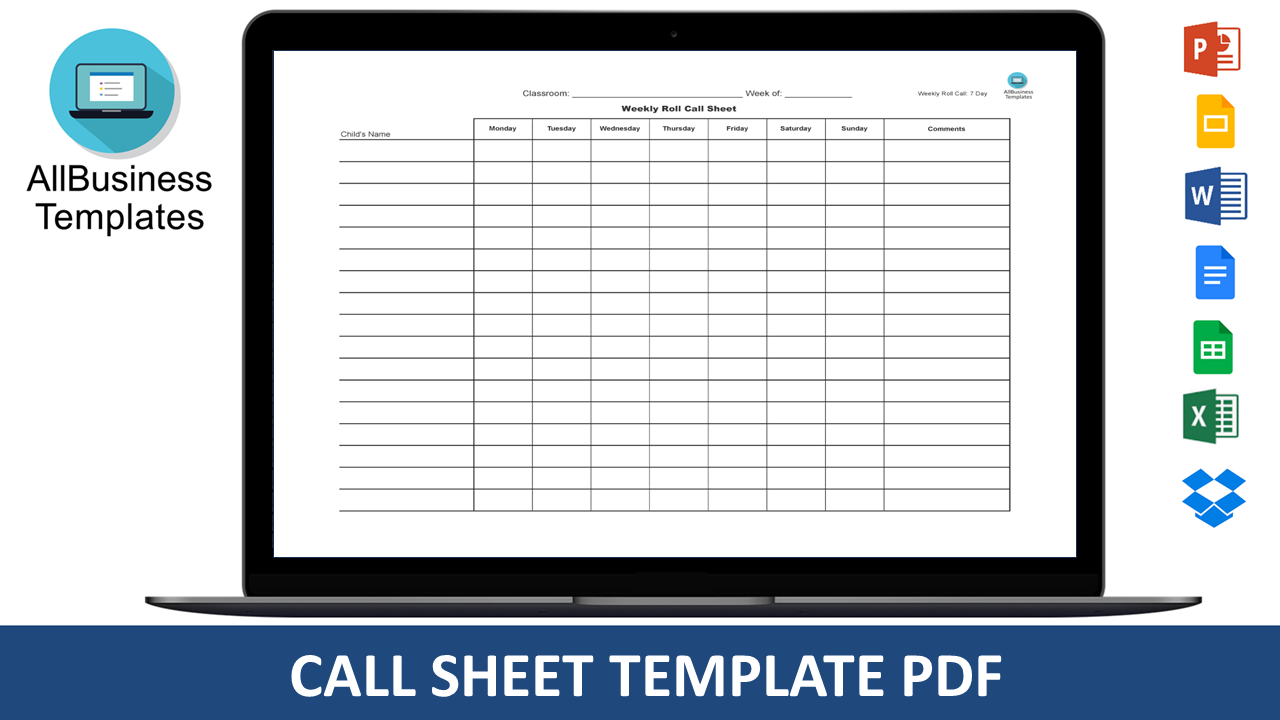 Call Sheet.pdf | Templates at allbusinesstemplates.com