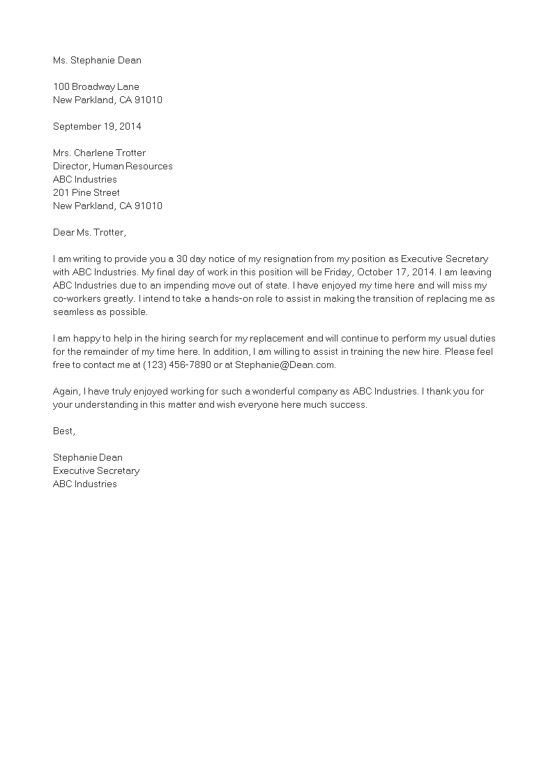 How To Write A 30 Day Notice
