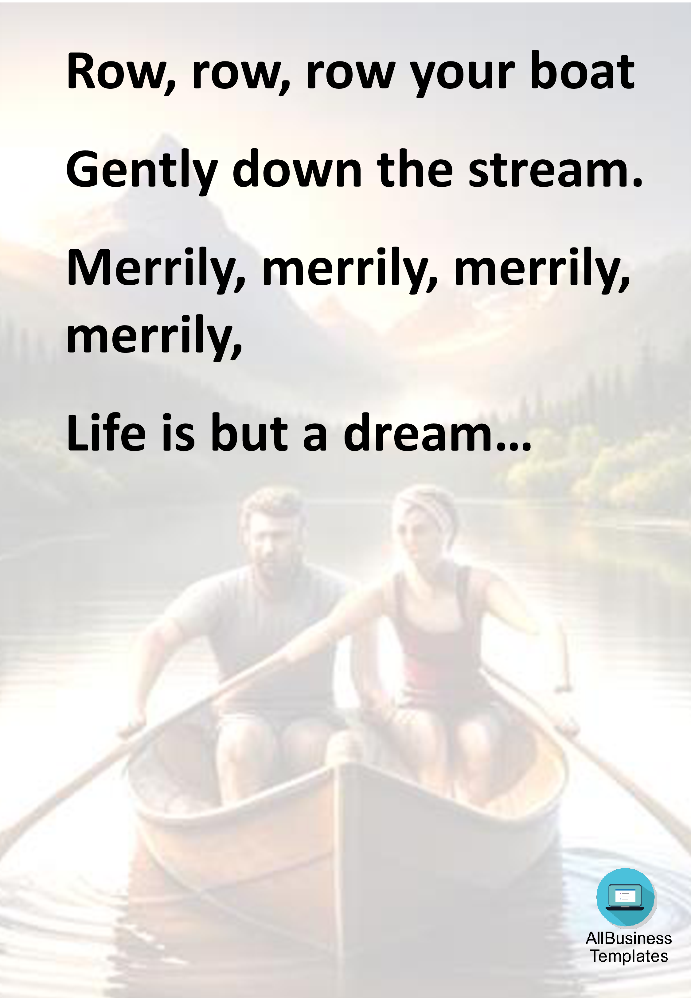 Row Row Row Your Boat | Templates at allbusinesstemplates.com