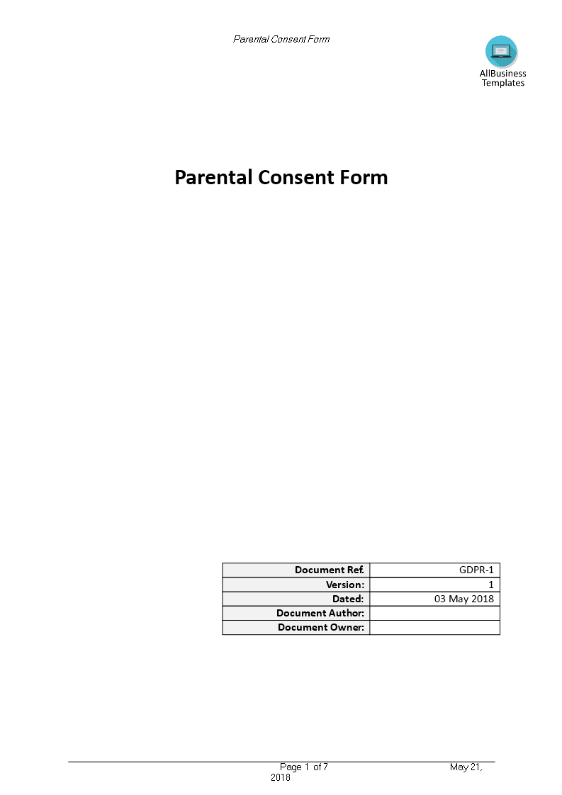 GDPR Parental Consent Form | Templates at allbusinesstemplates.com