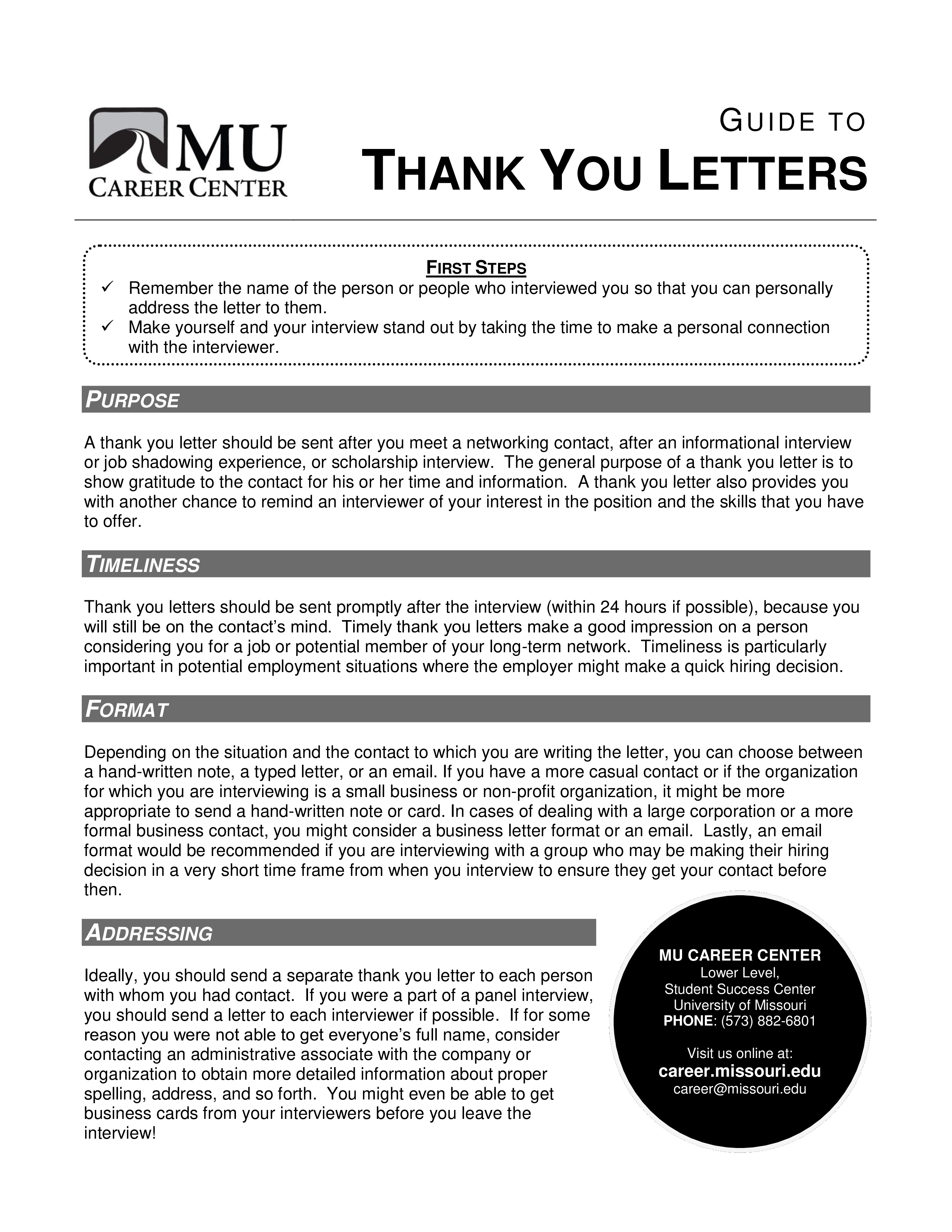  Suggested Thank You Letter Format And Example 