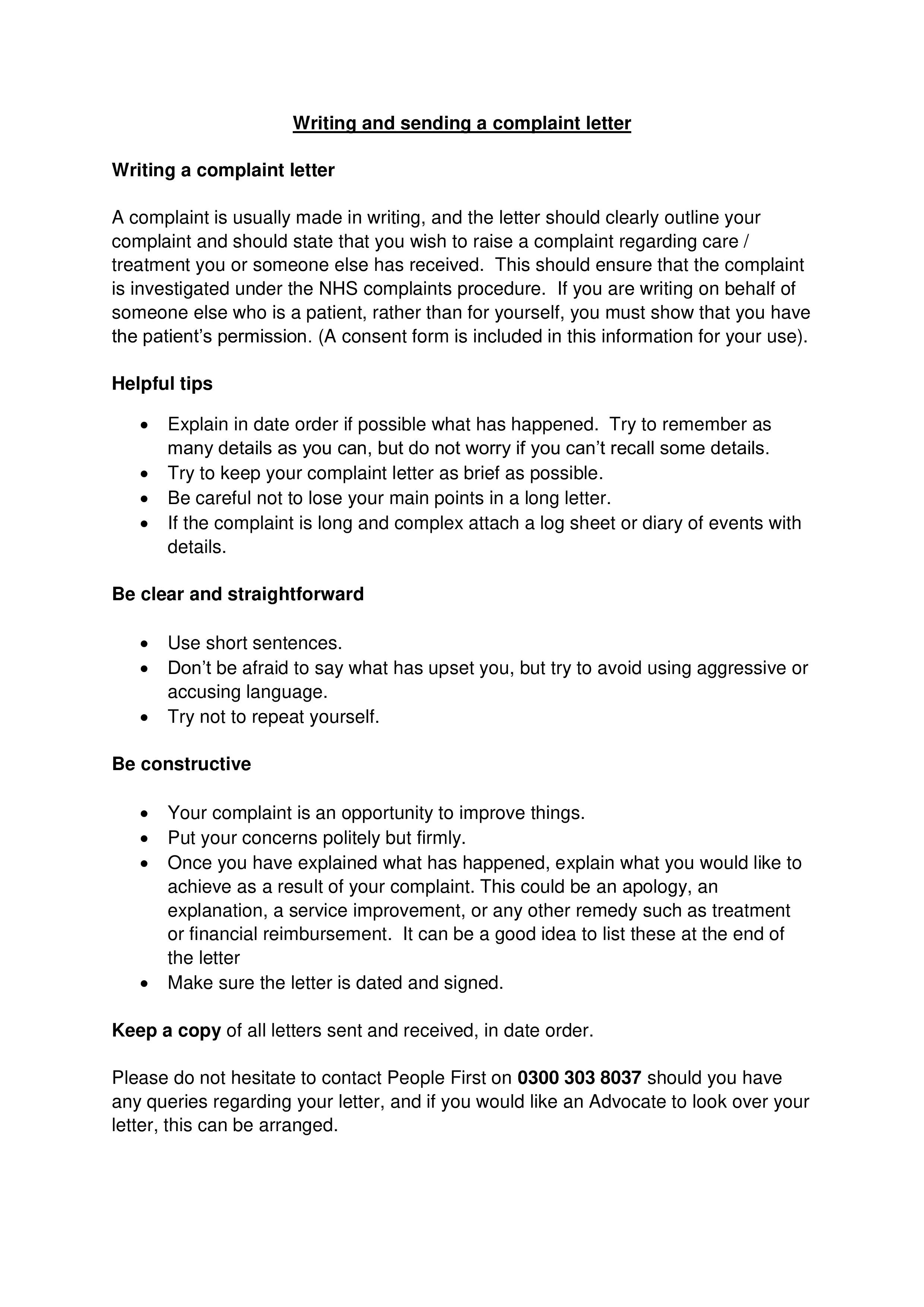 Hospital Staff Formal Complaint Letter | Templates at ...