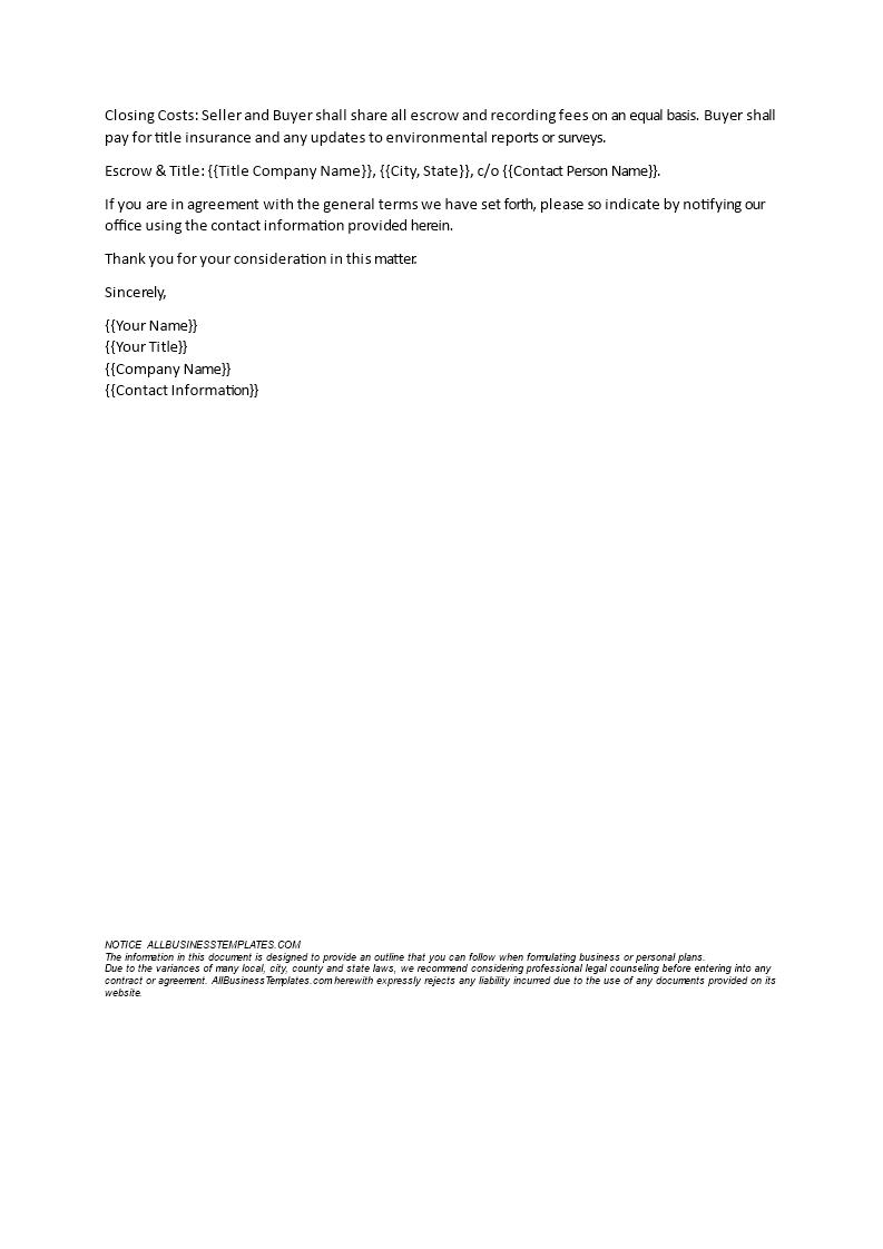 Commercial Real Estate Offer Letter | Templates at allbusinesstemplates.com