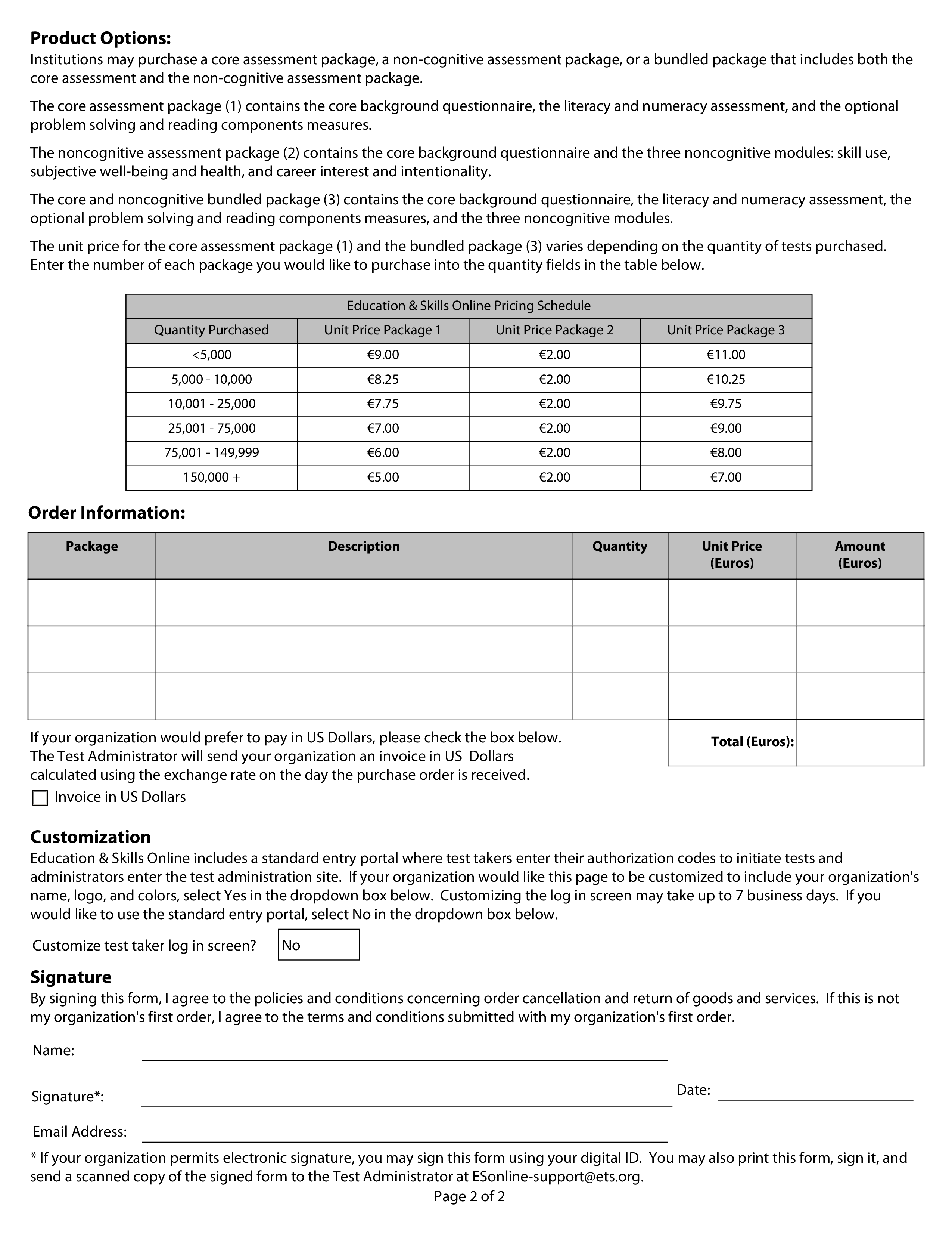 Gratis Online bestelformulier