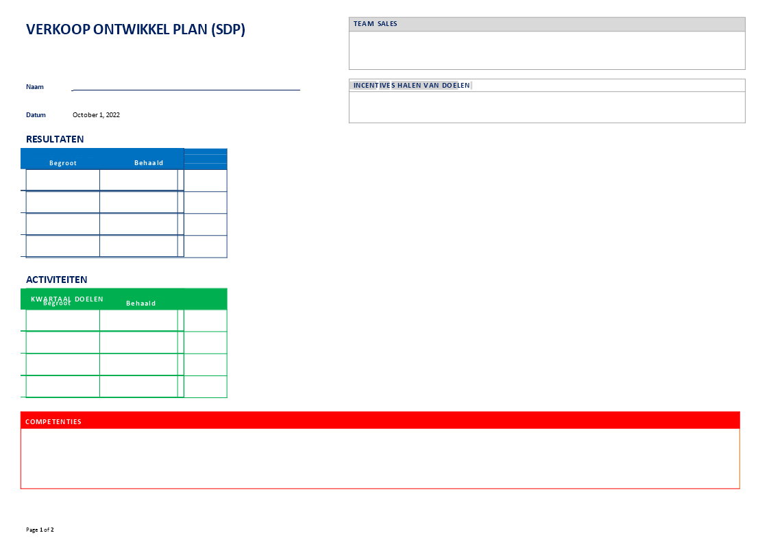 免费 Verkoop Ontwikkel Plan | 样本文件在 allbusinesstemplates.com