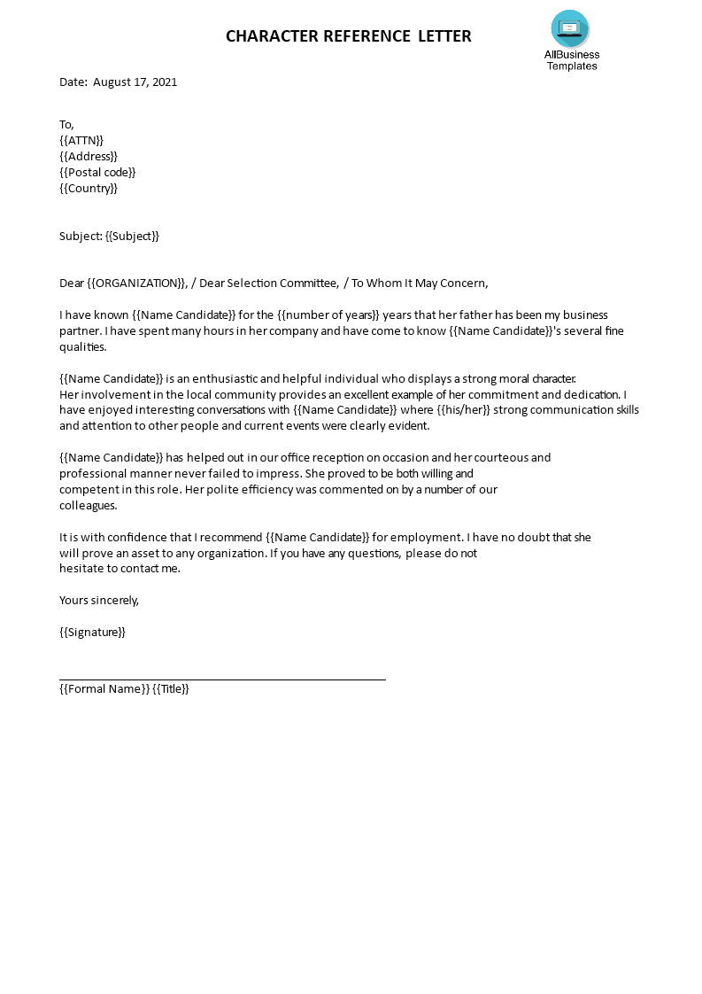  Employment Recommendation Letter Allbusinesstemplates