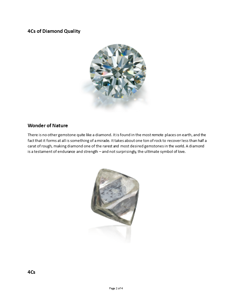 Diamond Quality 4C Sheet | Templates at allbusinesstemplates.com