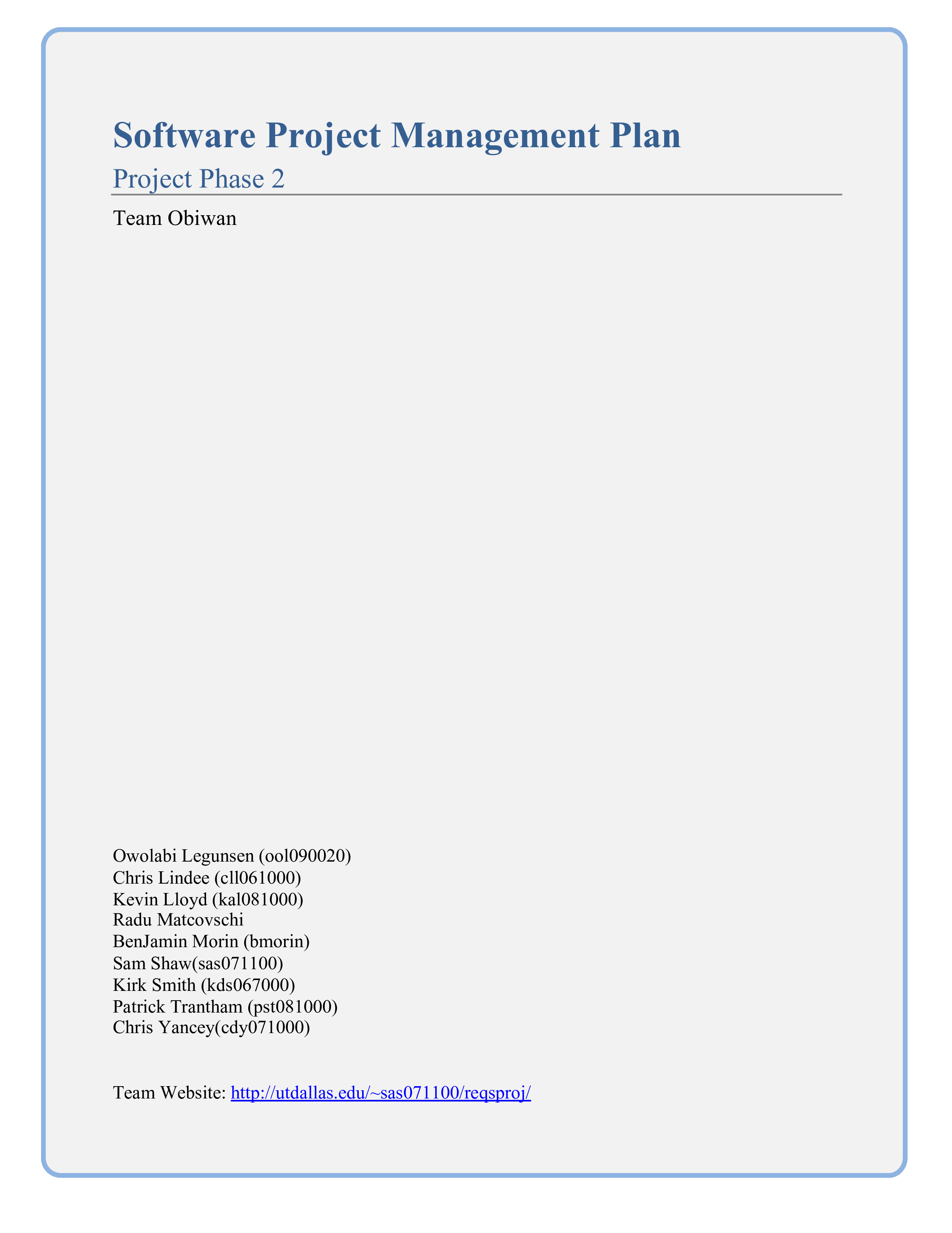 Gratis Software Project Management Plan