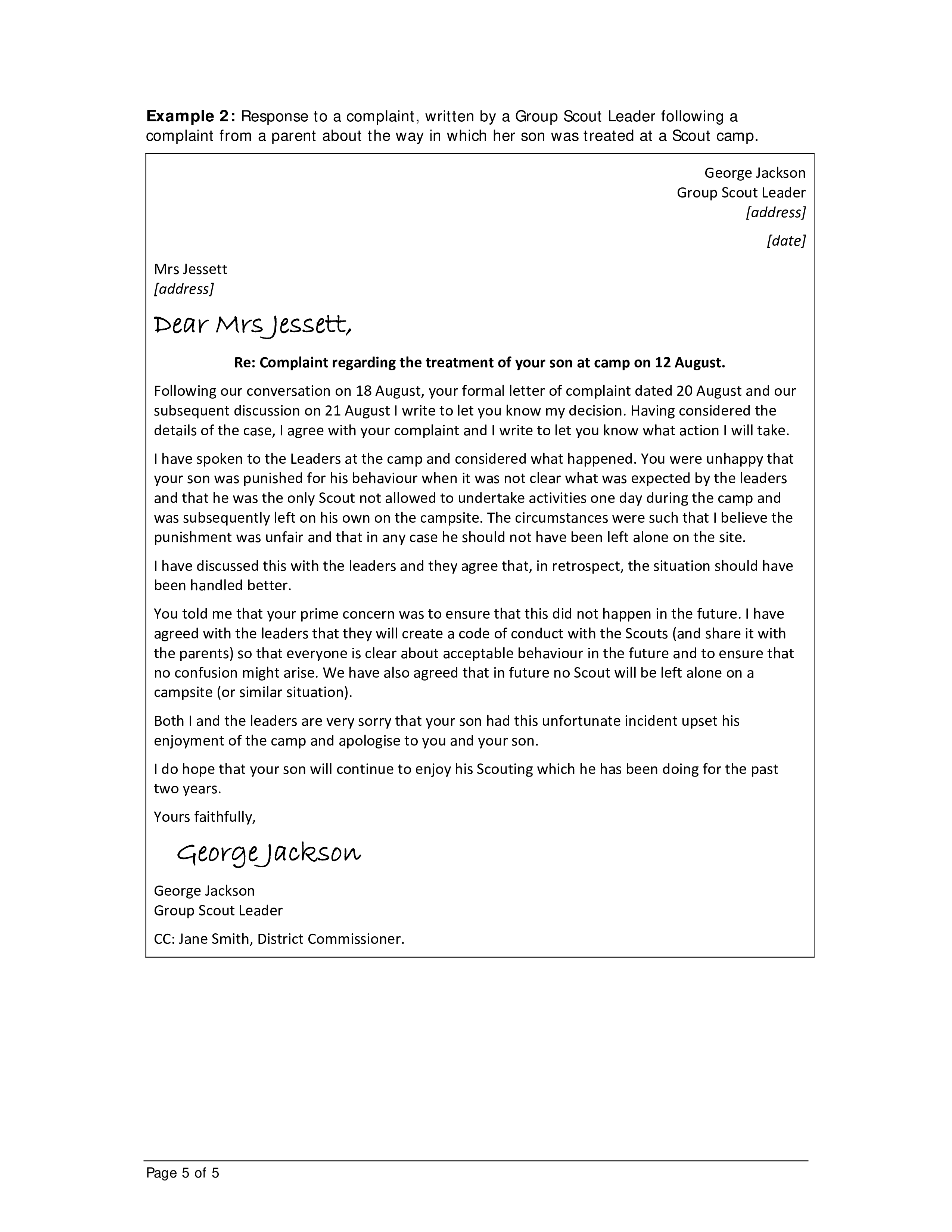 Consumer Complaint Response Letter Gratis