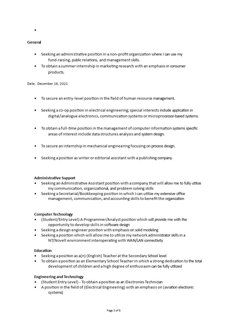 Resume Career Objective | Templates at allbusinesstemplates.com