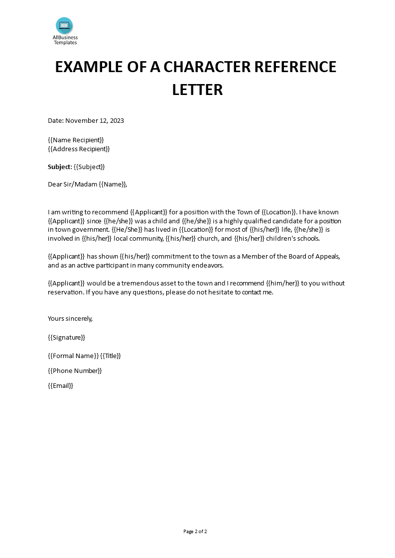 Basic Job Reference Letter | Templates at allbusinesstemplates.com