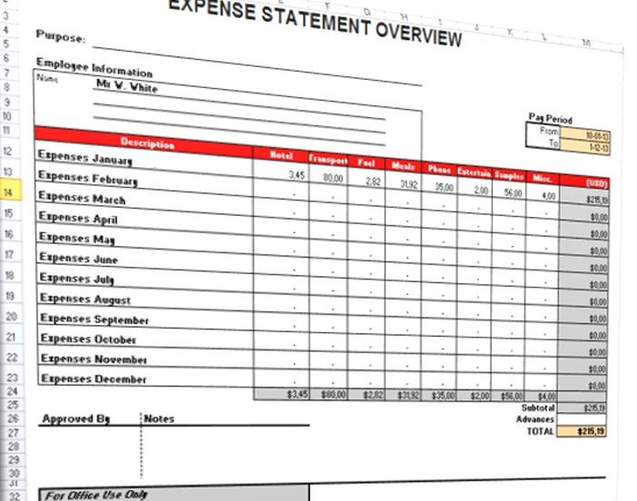 Business Expense Statement 2021 | Templates at allbusinesstemplates.com