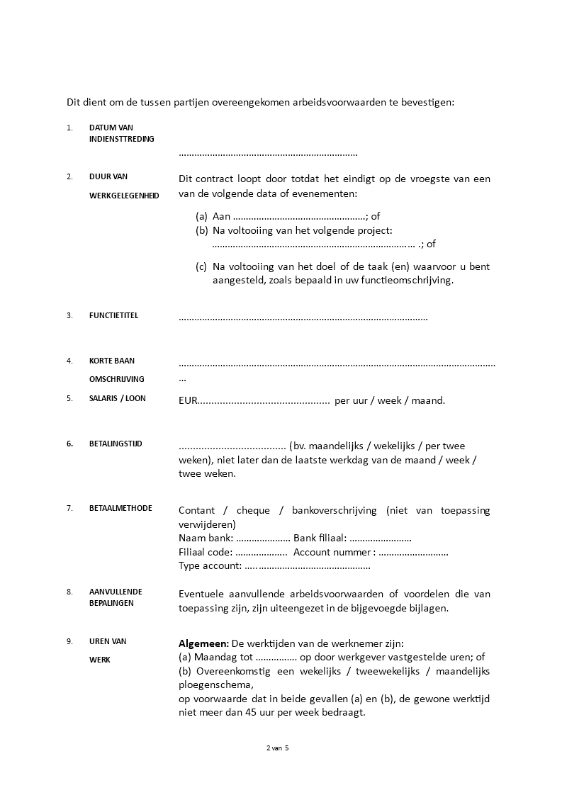 Premium Uitzendcontract Tijdelijk Arbeidscontract