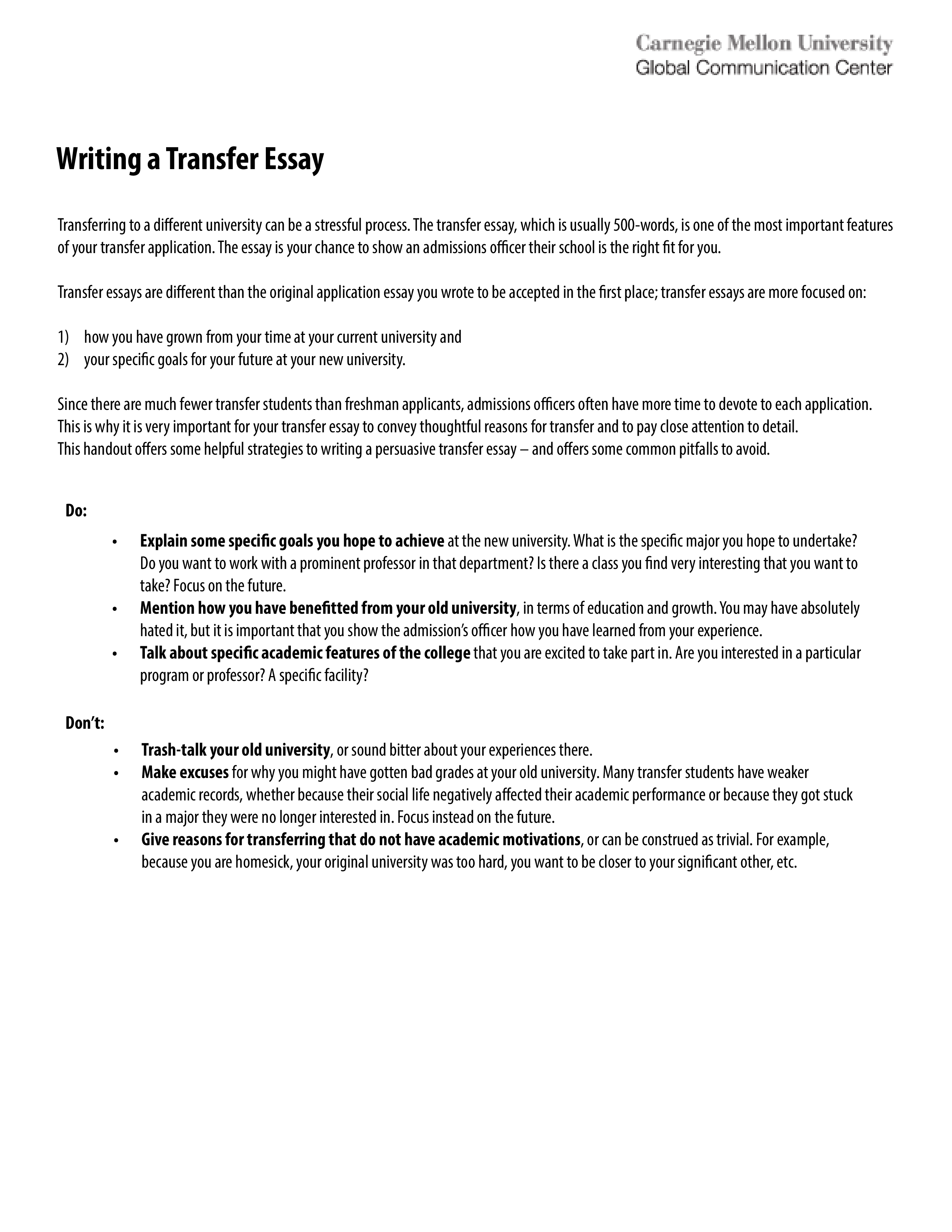 Sample Transfer College Essay Templates At Allbusinesstemplates