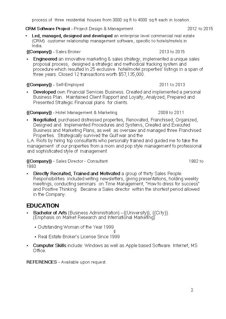 Business Development Manager Position Resume sample | Templates at ...