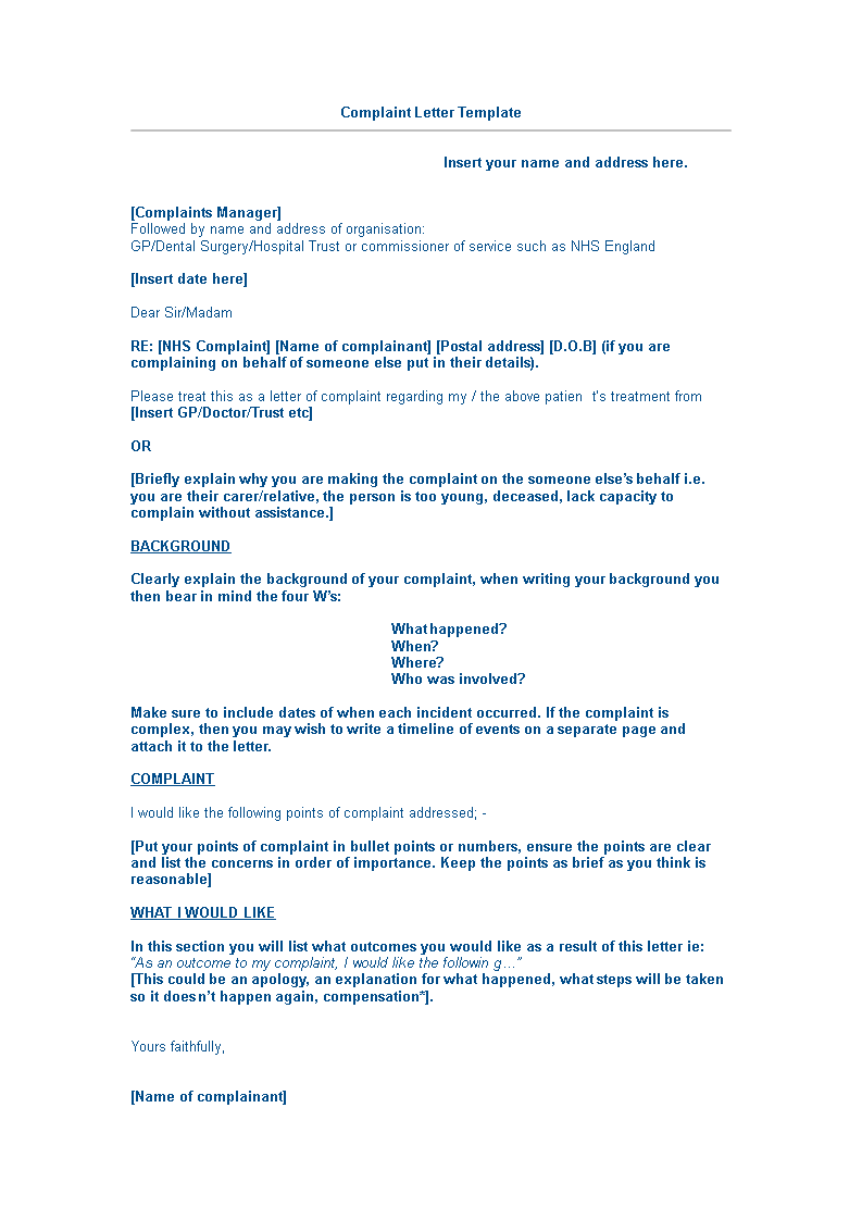 Complaint Letter To Hospital Manager Templates At