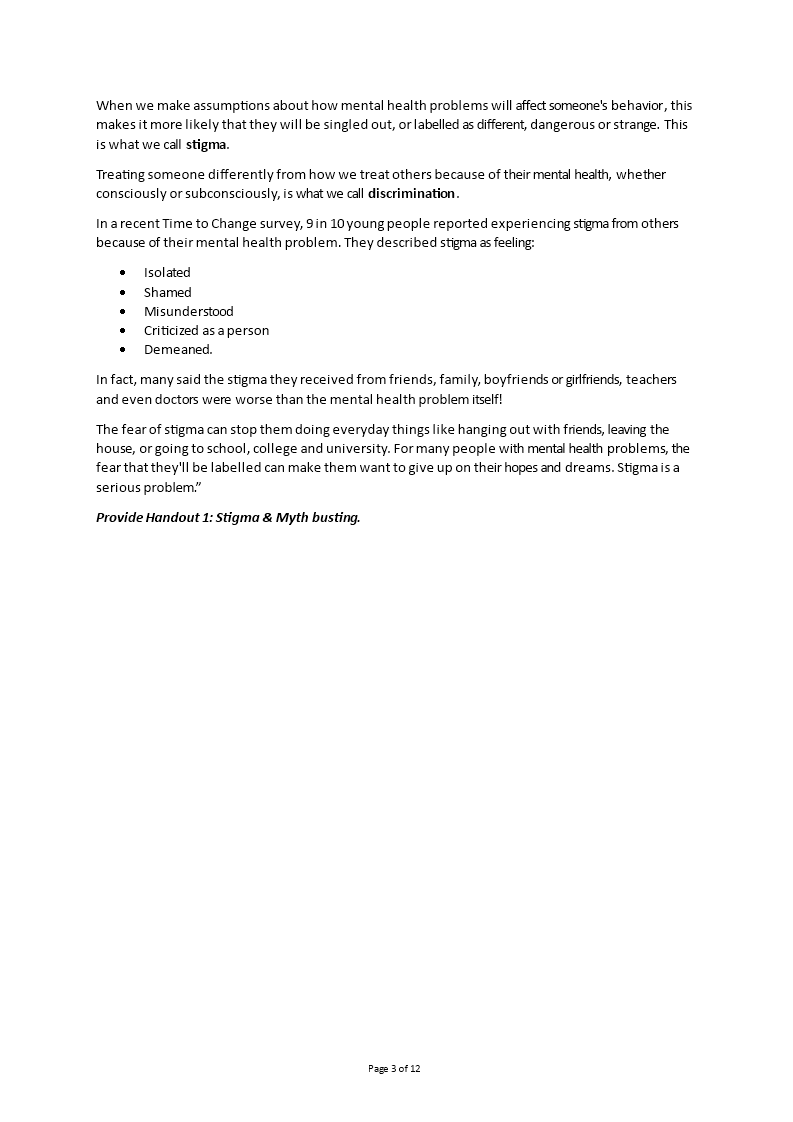 Mental Health Lesson Plan | Templates at allbusinesstemplates.com