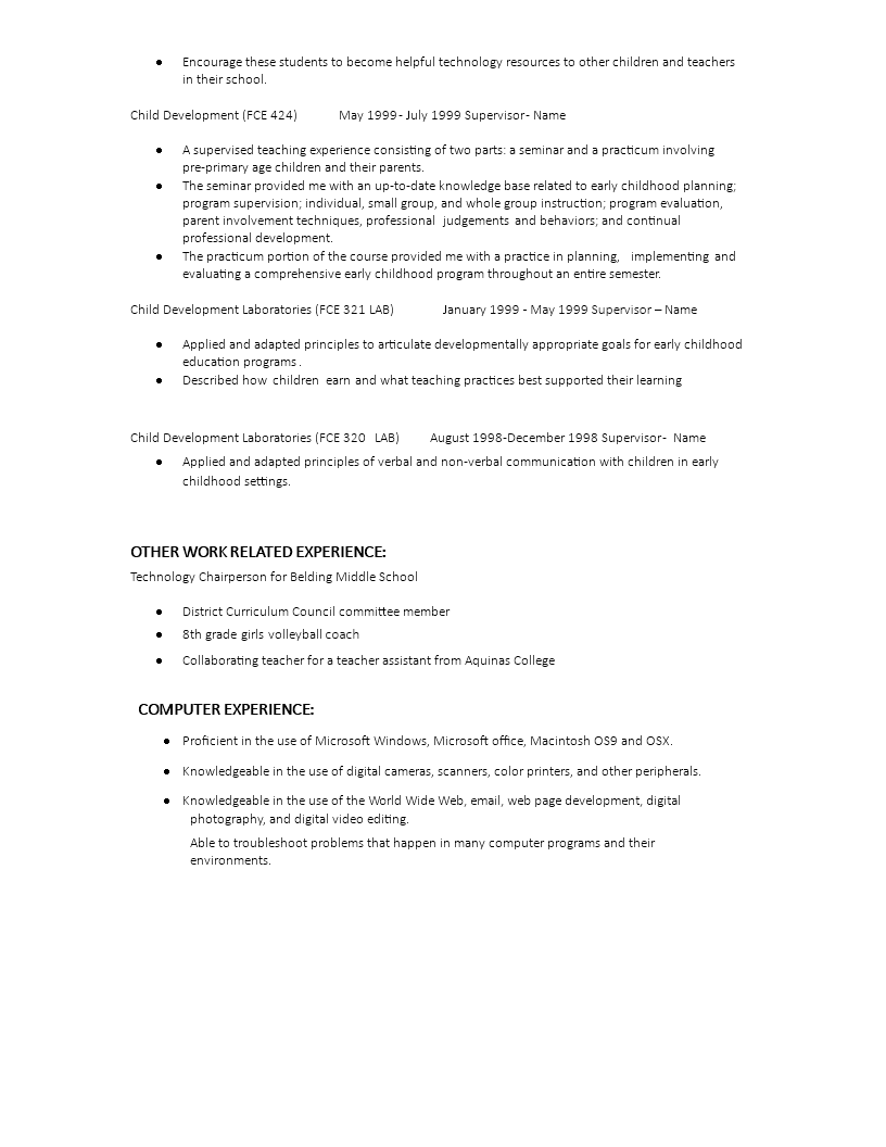 Experienced Teacher Resume Objective | Templates at ...