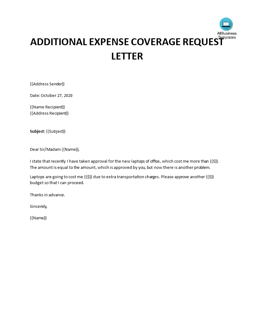 Taking Money For Additional Expense Templates At Allbusinesstemplates