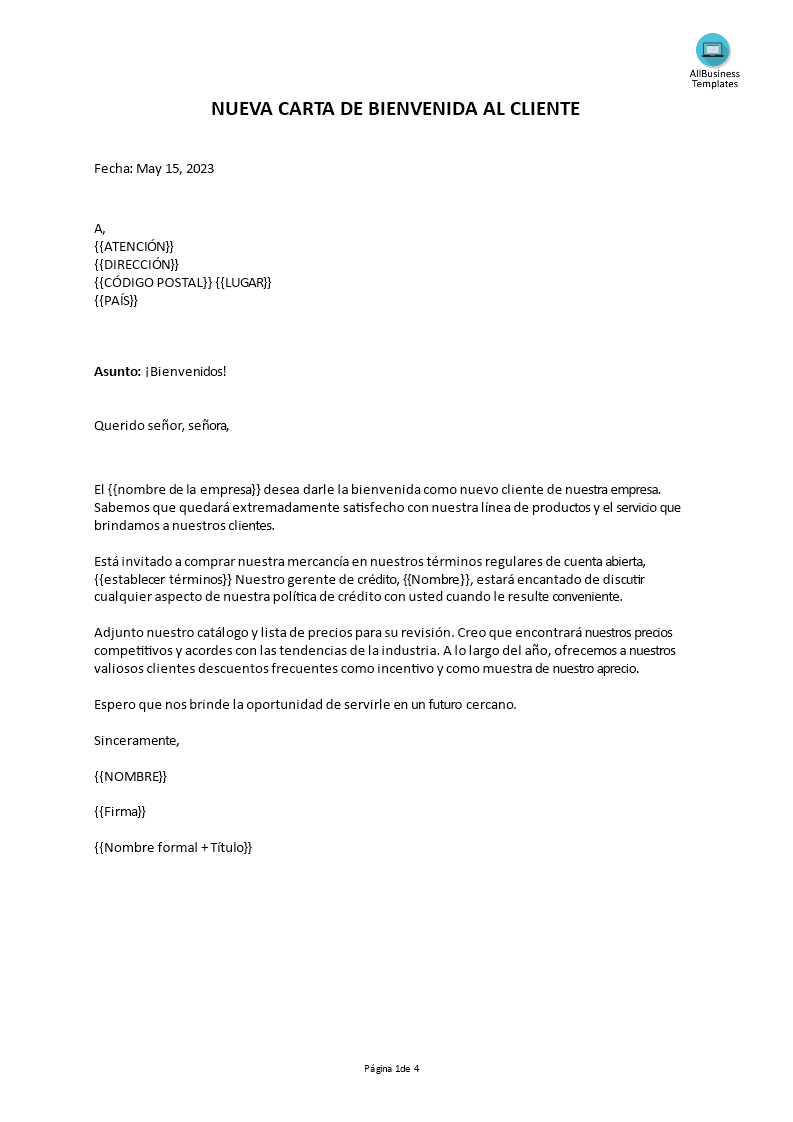 Bienvenido nuevo cliente Gratis