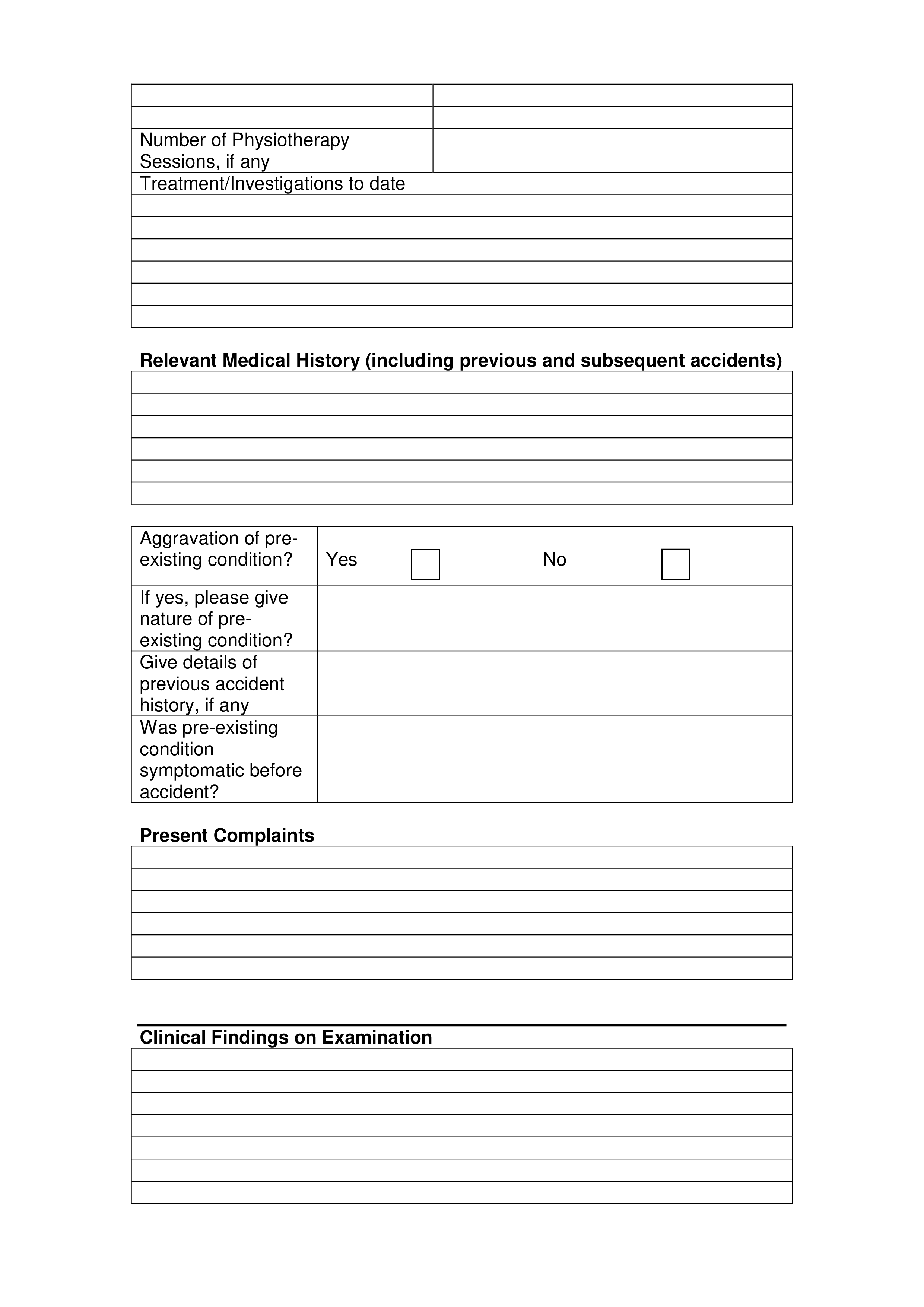 Medical Assessment Form | Templates at allbusinesstemplates.com