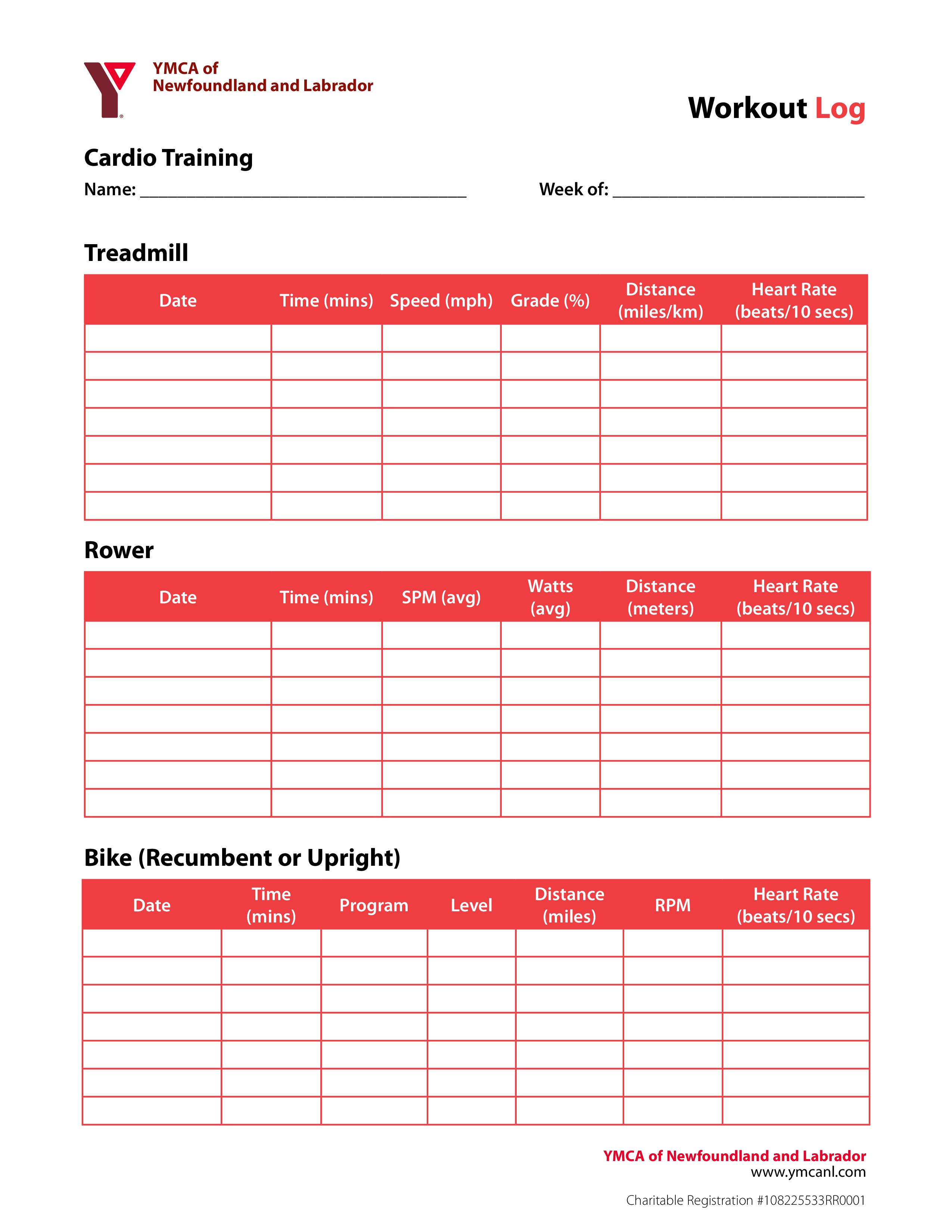 Printable Training Workout Log | Templates at allbusinesstemplates.com