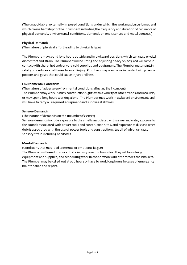 Sample Plumber Job Description | Templates at allbusinesstemplates.com