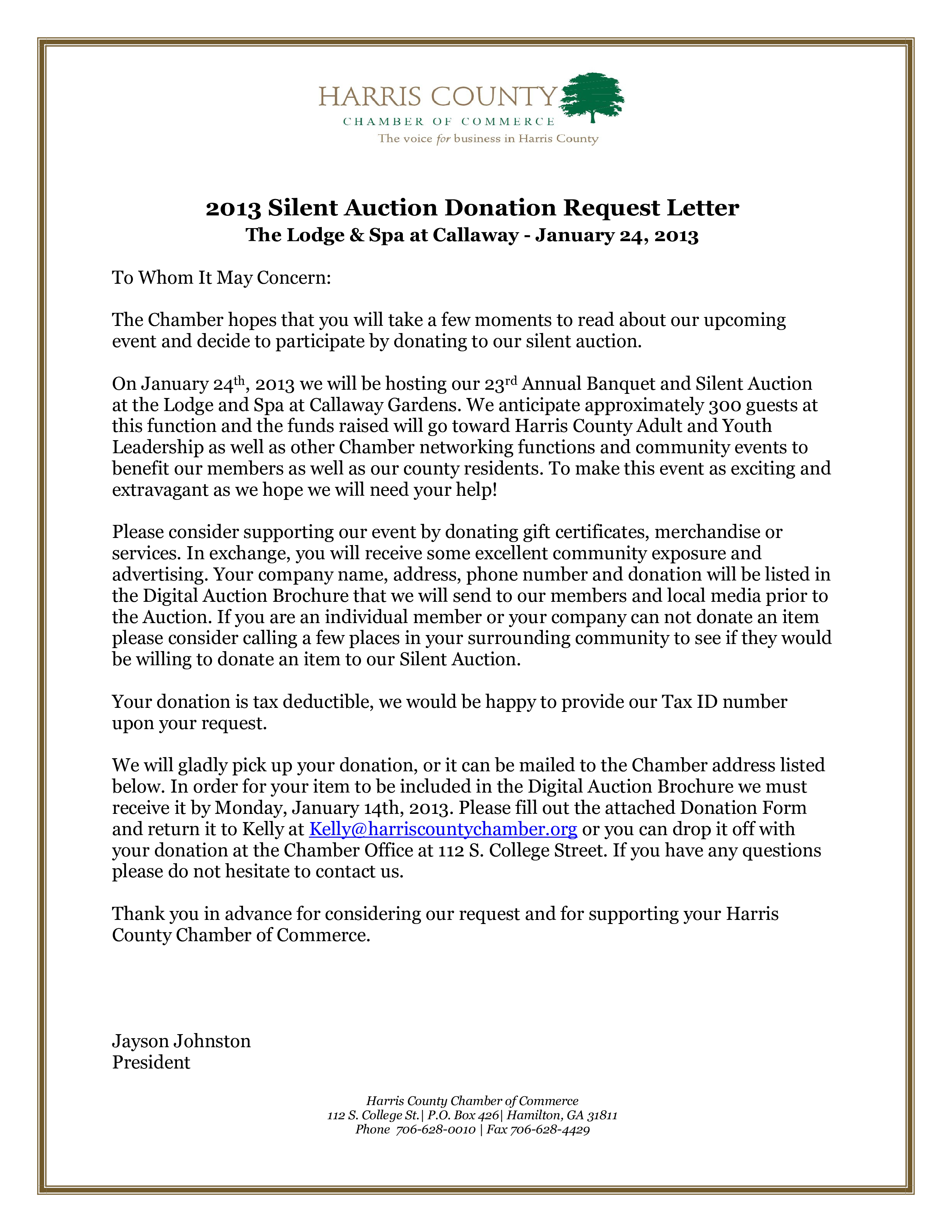 Letter Reing Donations For Silent Auction Templates At 