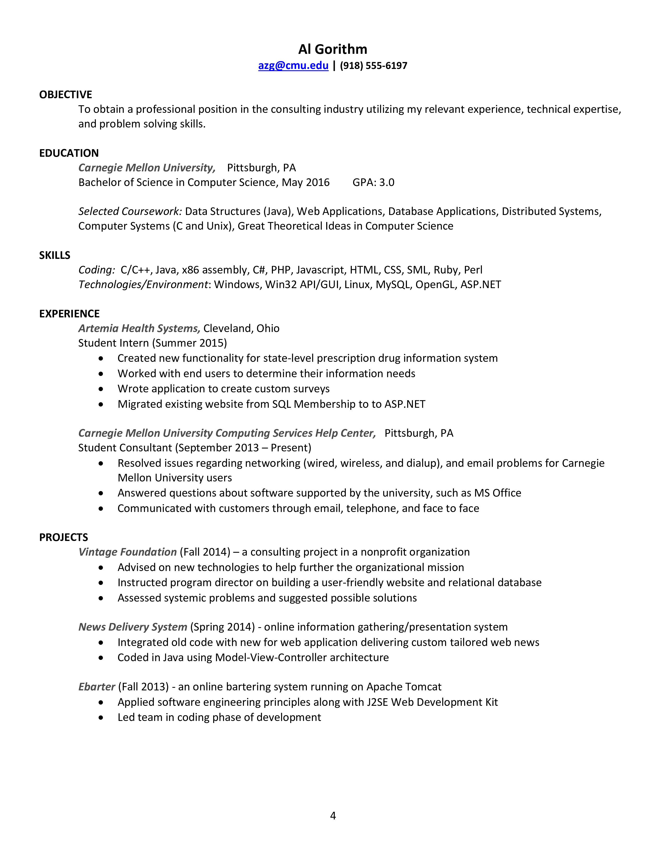 Kostenloses Computer Engineering Internship Resume