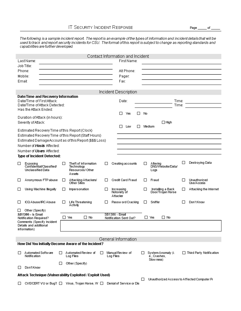 Incident Report Letter Template PDF Template