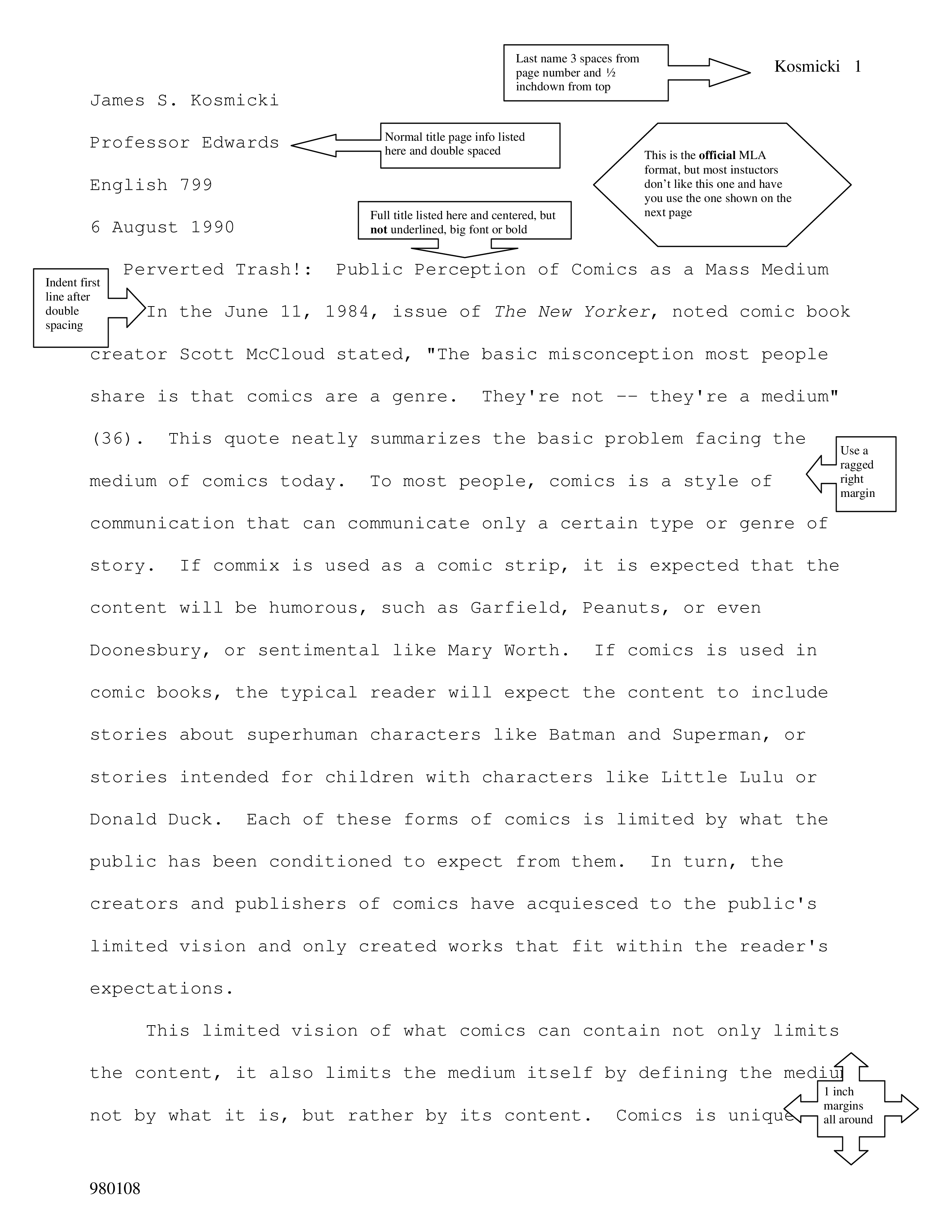 Kostenloses MLA Title Page