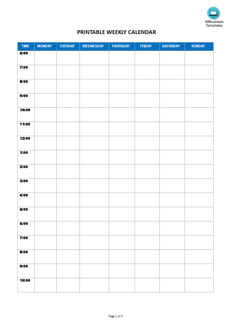 Daily Calendar Agenda Template Gratis