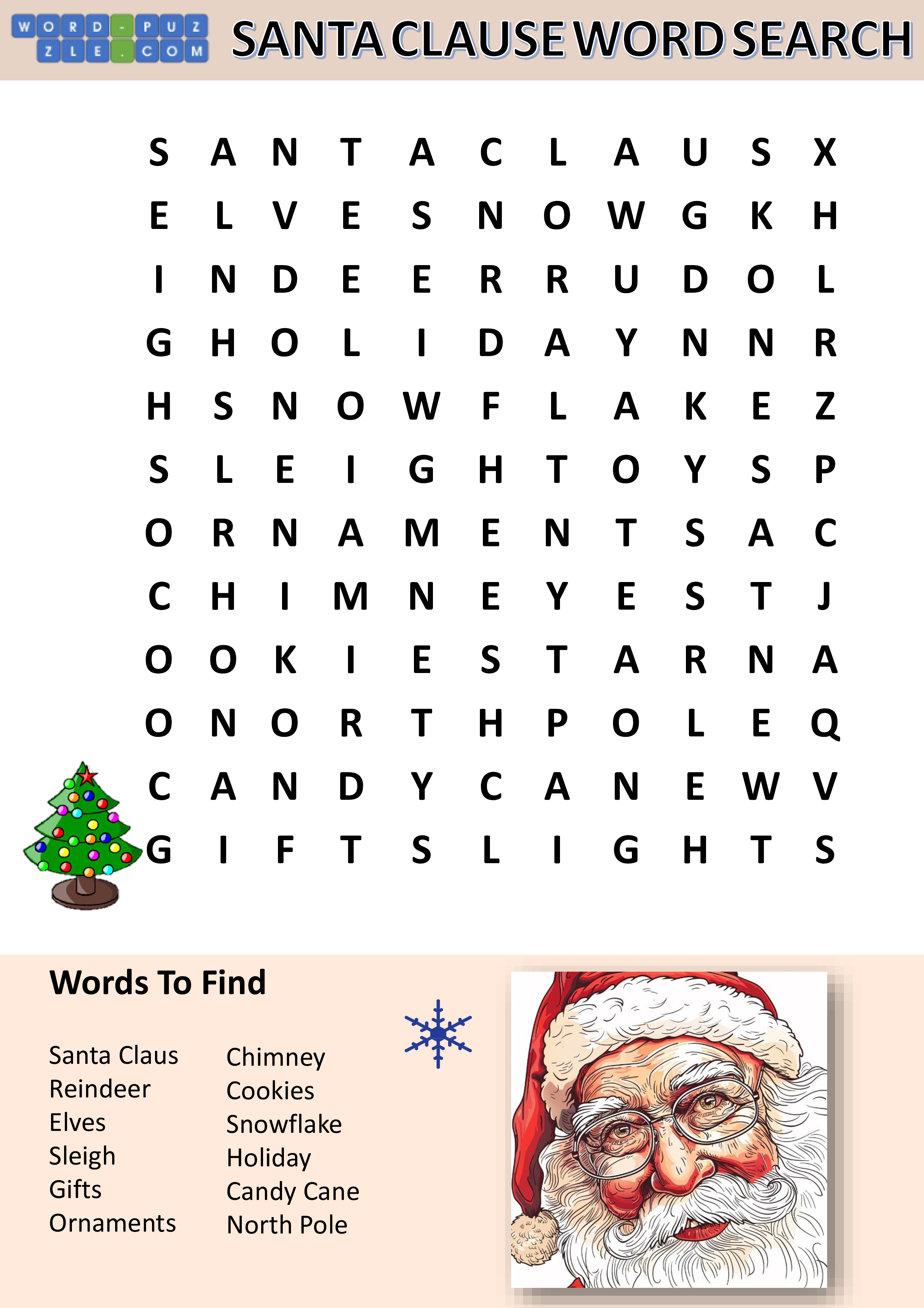 Santa Claus Word Search Gratis