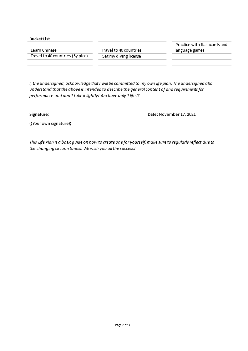 Strategic Life Plan | Templates at allbusinesstemplates.com