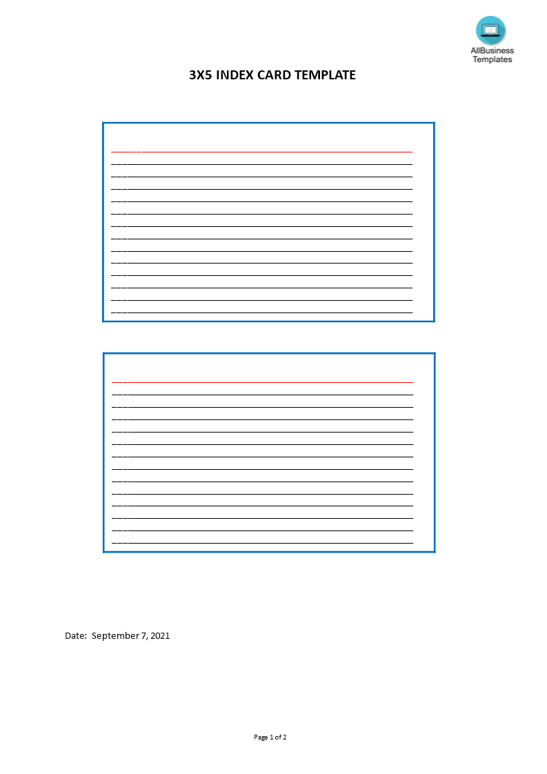 3x5 Index Card Template | Templates at allbusinesstemplates.com