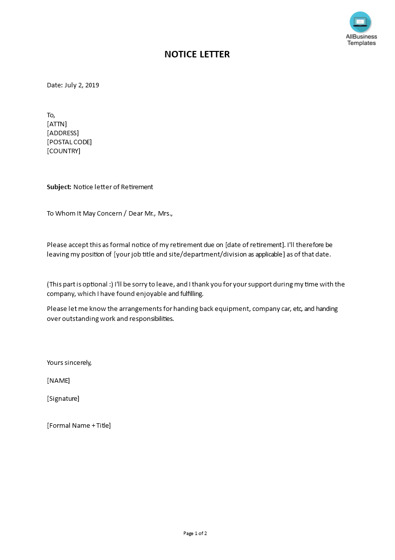 Sample Retirement Announcement Letter To Clients Classles Democracy