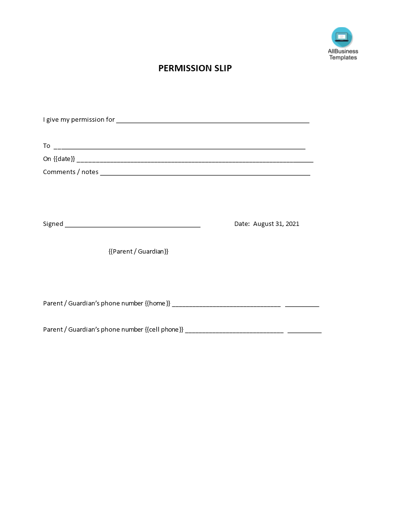 Parent Consent Form | Templates at allbusinesstemplates.com