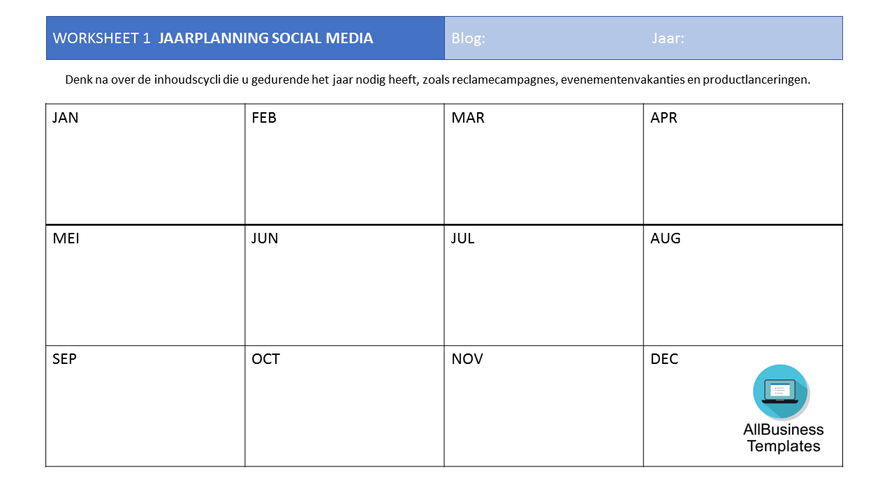 Gratis Jaarkalender planner