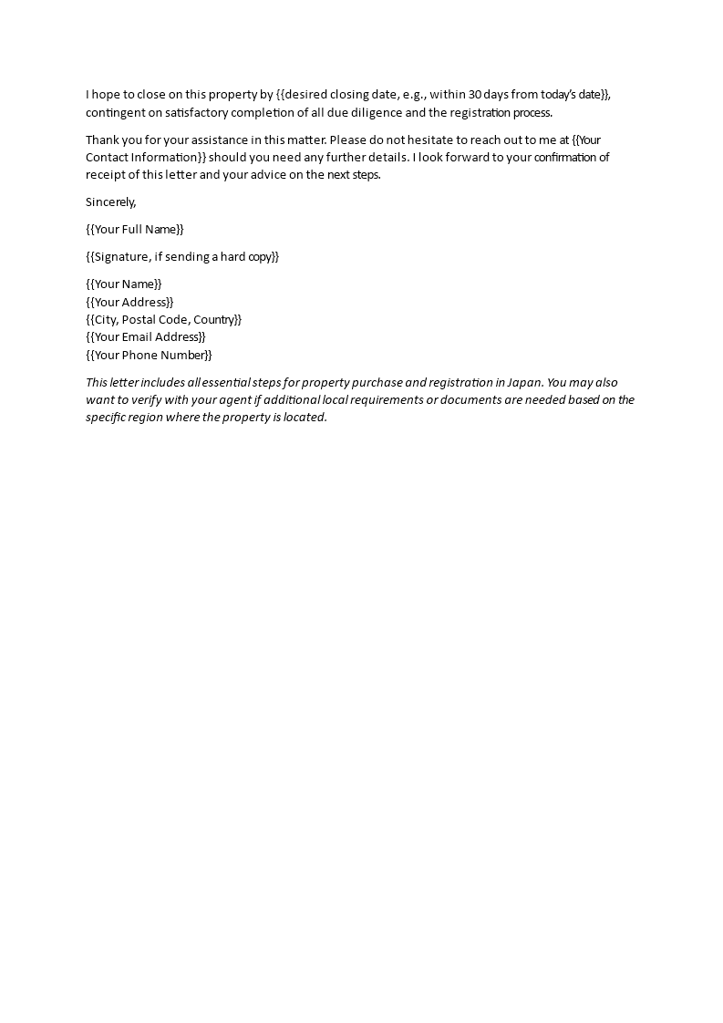 Formal Offer Japan Property | Templates at allbusinesstemplates.com