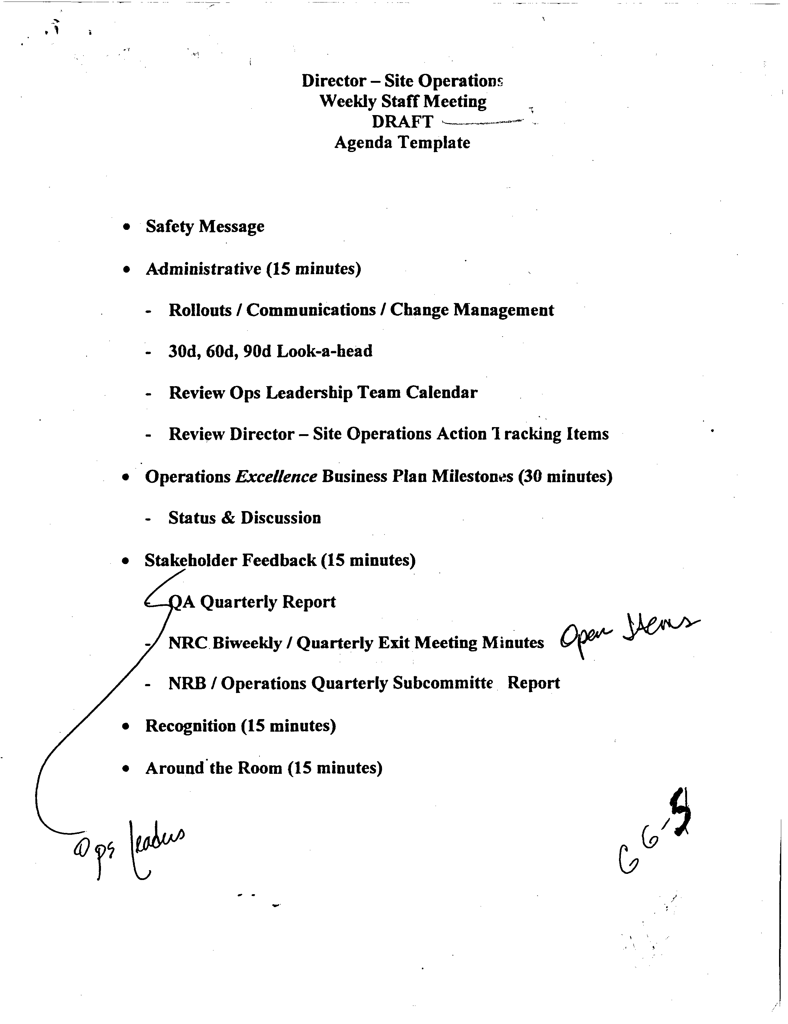 Weekly Staff Meeting Agenda Template Templates At 