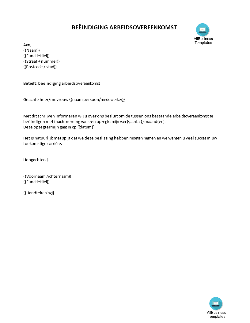 Opzegbrief Werknemer Voorbeeld | Opzegtermijn Werkgever – VHKTX